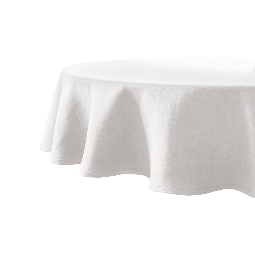 Bambury Round Linen Tablecloth - Ivory White - Diameter: 228 cm